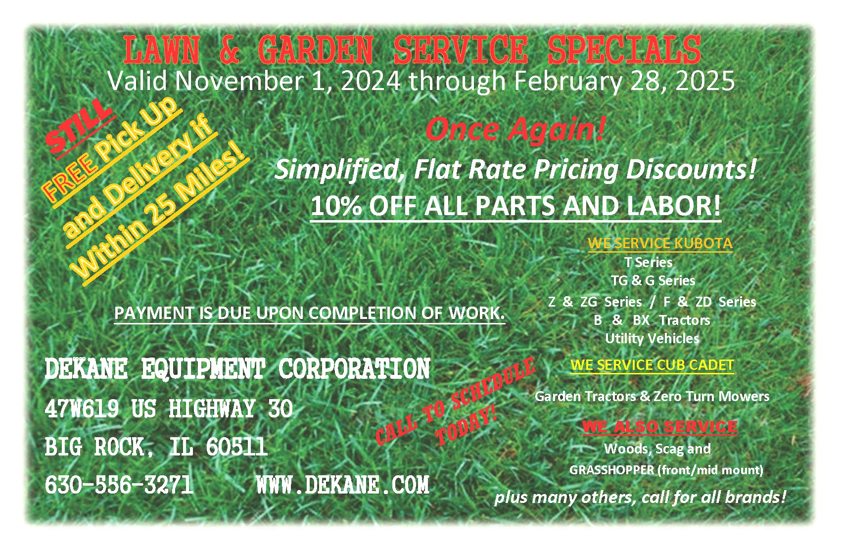 Home DeKane Equipment Corporation Big Rock, IL (800) 564-4911